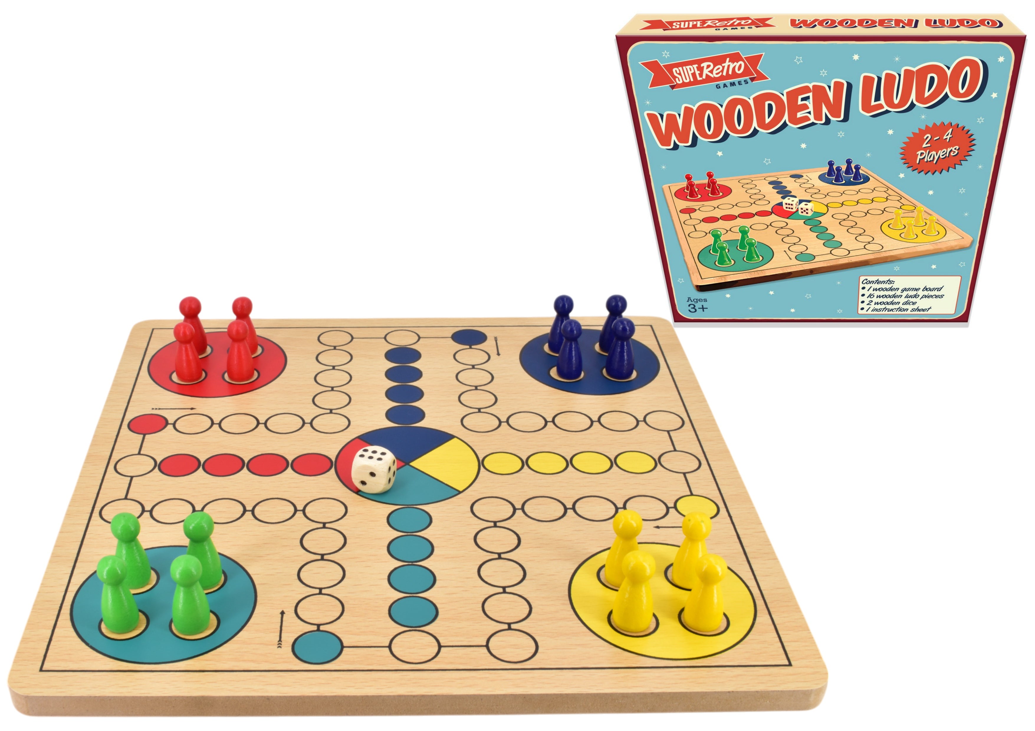 "Retro" Wooden Board Ludo - Colour Box – Snaps